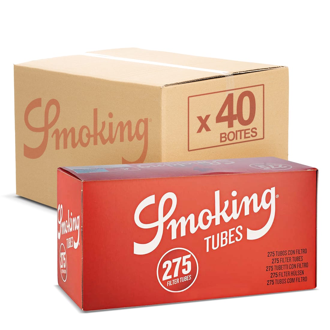 Carton de 40 Boites de 275 tubes Smoking avec filtre - 74,90€