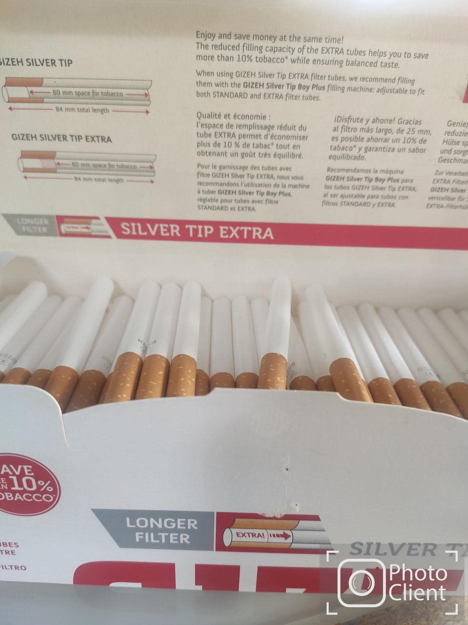 Boite de 250 tubes Gizeh Silver Tip Extra x 4 - 8,50€